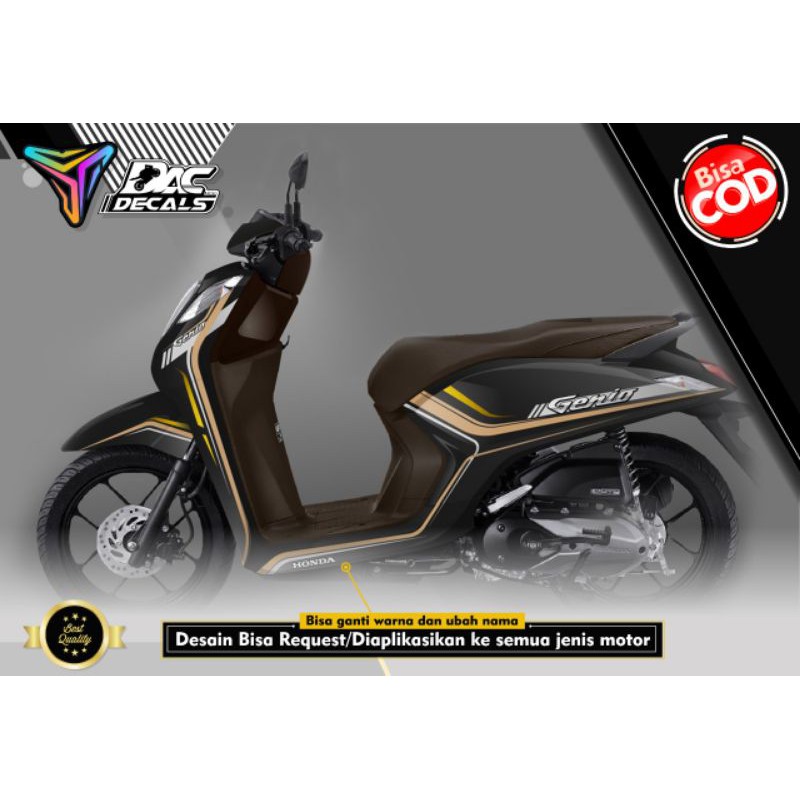 Jual sticker decal full body Yamaha Genio hitam list coklat | Shopee ...