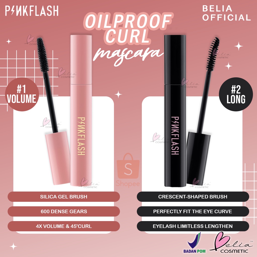 Jual BELIA PINKFLASH Oilproof Curl Mascara | Maskara | Long | Volume ...