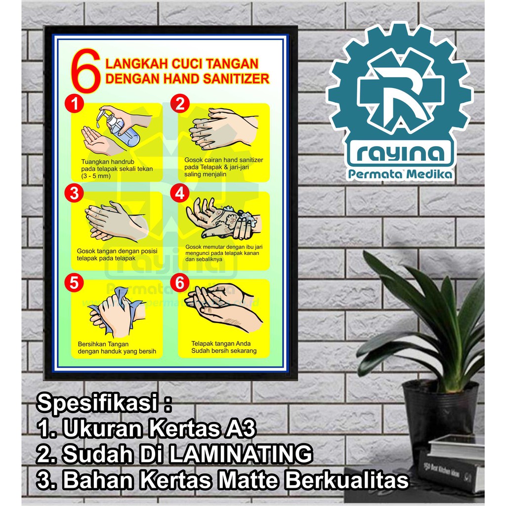 Jual Poster 6 Langkah Cuci Tangan dengan Hand Sanitizer | Shopee Indonesia