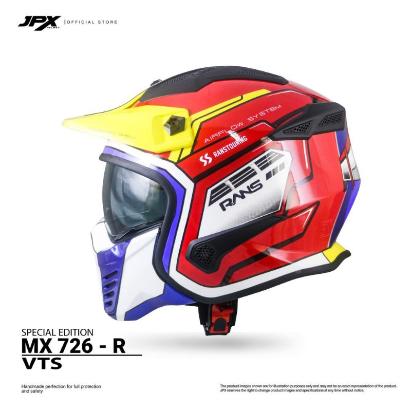 Jual HELM JPX MX 726-R 01-TRITONE WHITE RED BLUE | Shopee Indonesia