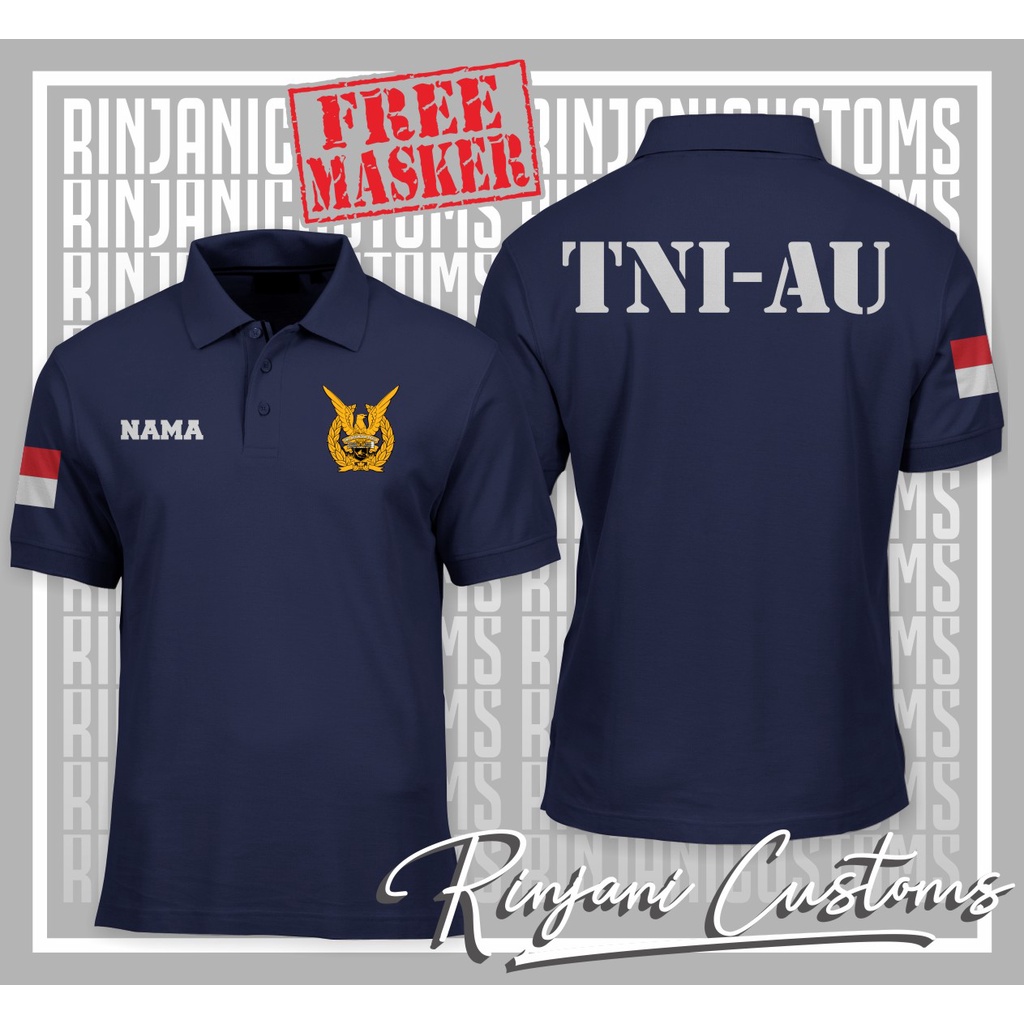 Jual KAOS POLO TNI AU.KAOS KERAH POLO DESAIN TNI ANGKATAN UDARA.FREE MASKER | Shopee Indonesia