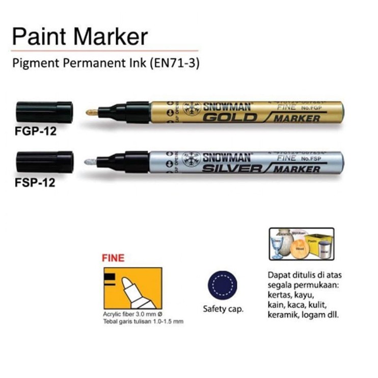 Jual Spidol Snowman Marker Besar (Permanent type ink) Gold & Silver ...