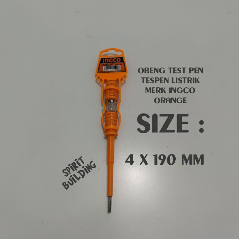 Jual OBENG TESPEN TESTPEN LISTRIK INGCO 4 X 190 MM TEST PENCIL | Shopee ...