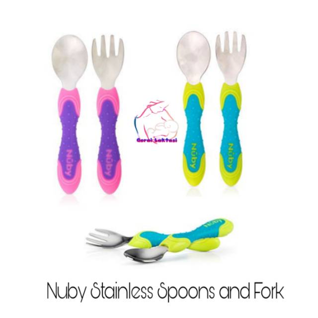 Jual NUBY STAINLESS SPOONS AND FORK | Shopee Indonesia