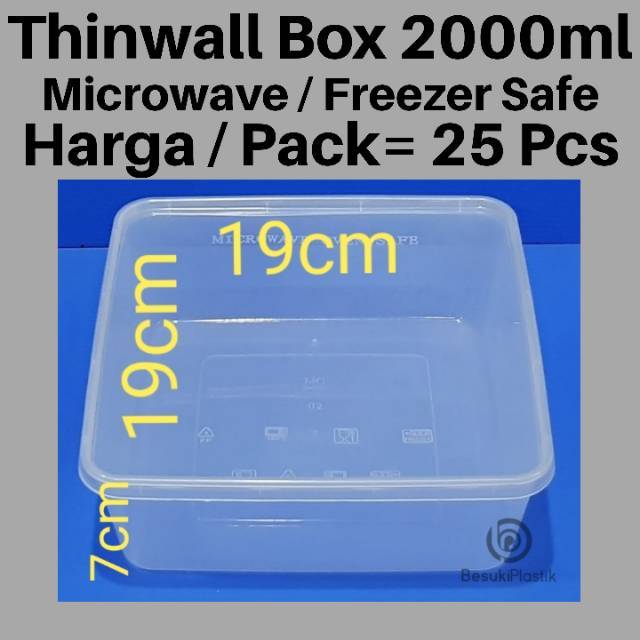 Jual Thinwall 2000ml Sq Thinwall 2000ml Kotak Persegi Box Kotak