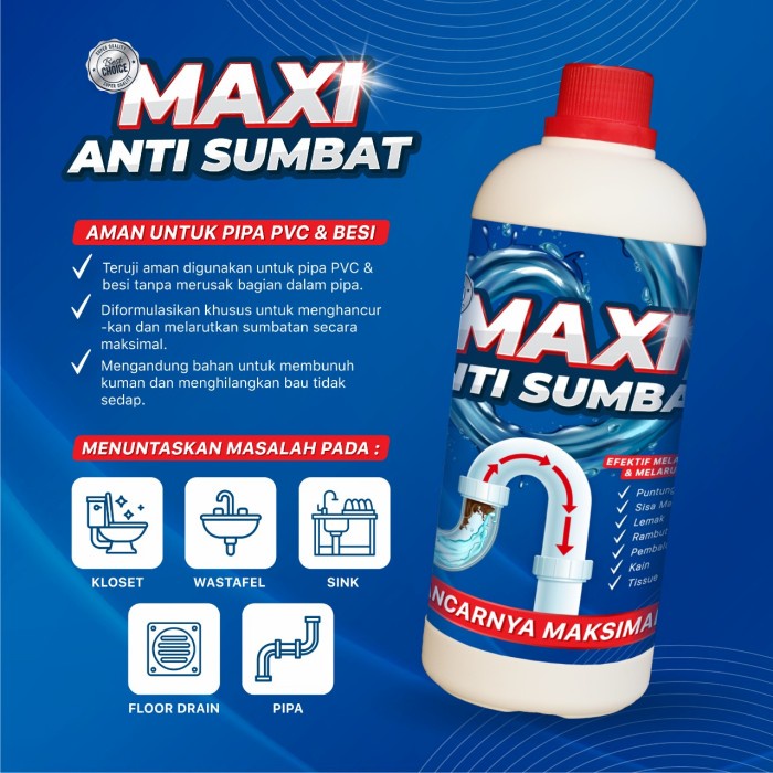 Jual Maxi Anti sumbat WC 1300gr / Soda api Cair / Soda Api / solusi Wc ...