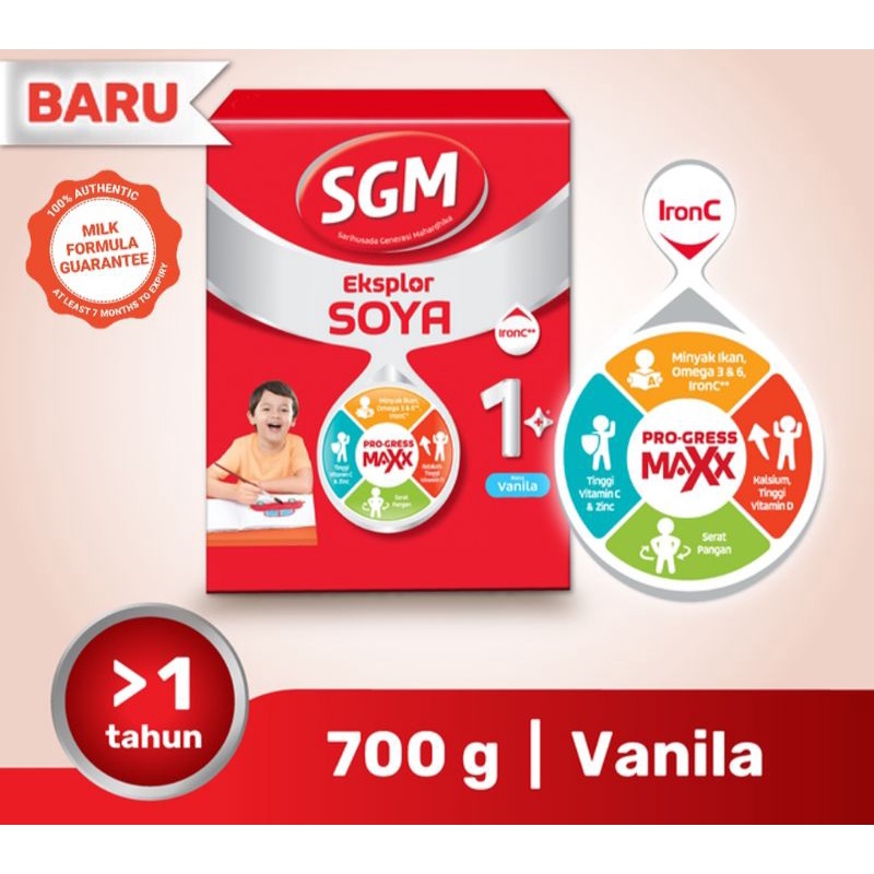 Jual Susu SGM Eksplor Soya 1+ Rasa Vanilla 700 gr/Susu Formula SGM ...