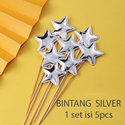Jual 5 pcs Topper kue Bintang Mahkota Love Hati Warna Warni / Hiasan ...