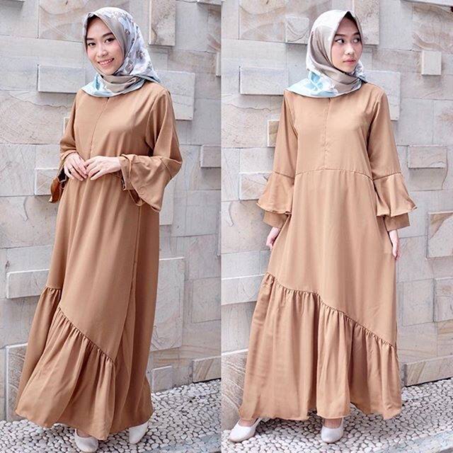 Jual DYN - Elsa Dress / Gamis Muslim Polos | Shopee Indonesia