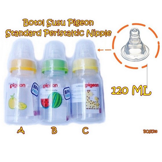 Jual BOTOL SUSU PIGEON STANDARD PERISTALTIC NIPPLE 120 ML | Shopee Indonesia