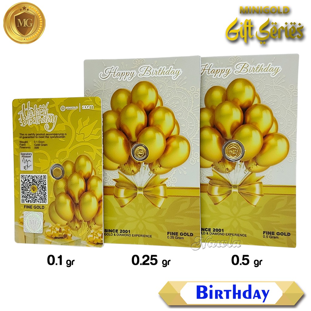 Jual Minigold Gift Series HAPPY BIRTHDAY Asli Logam Mulia Emas Murni 24 ...