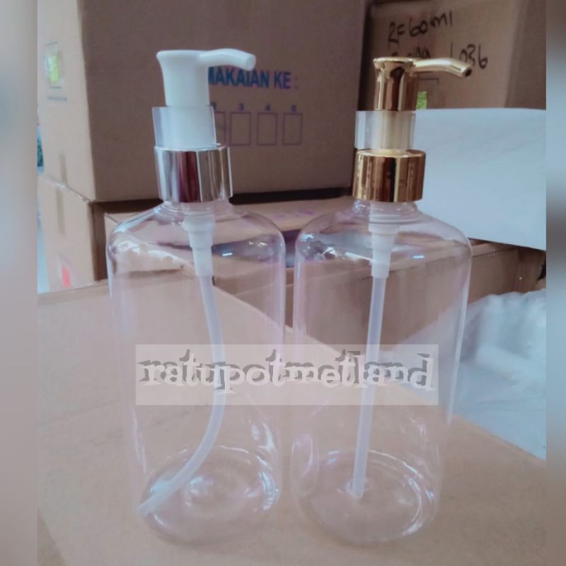 Jual botol plastik pet bening 500 ml pump luxury gold,silver (pilih) | Shopee Indonesia
