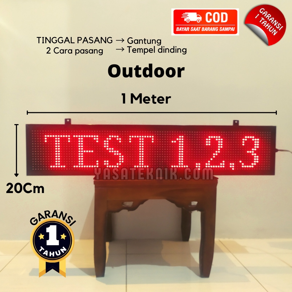 Jual PROMO RUNNING TEXT OUTDOOR 1METER, SUDAH DI RAKIT TINGGAL GANTUNG ...
