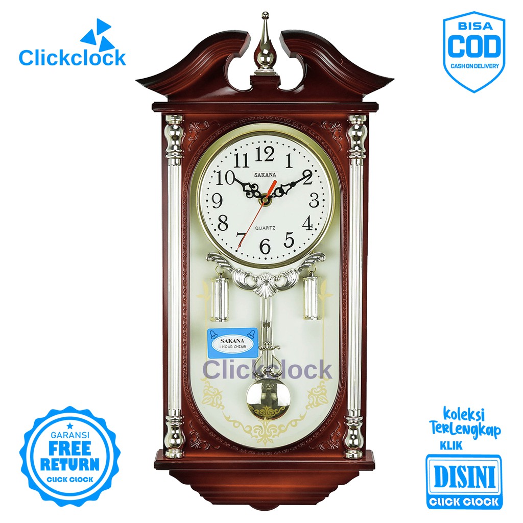 Jual Jam Dinding Bell Bunyi & Bandul Minimalis Coklat Gold Coklat Putih ...