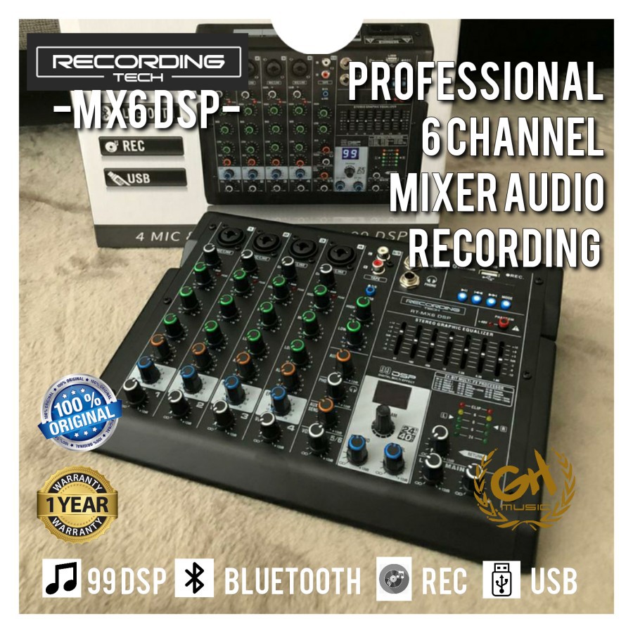 Jual PROFESSIONAL 6 CHANNEL AUDIO RECORDING MIXER RT MX6 DSP | Shopee ...