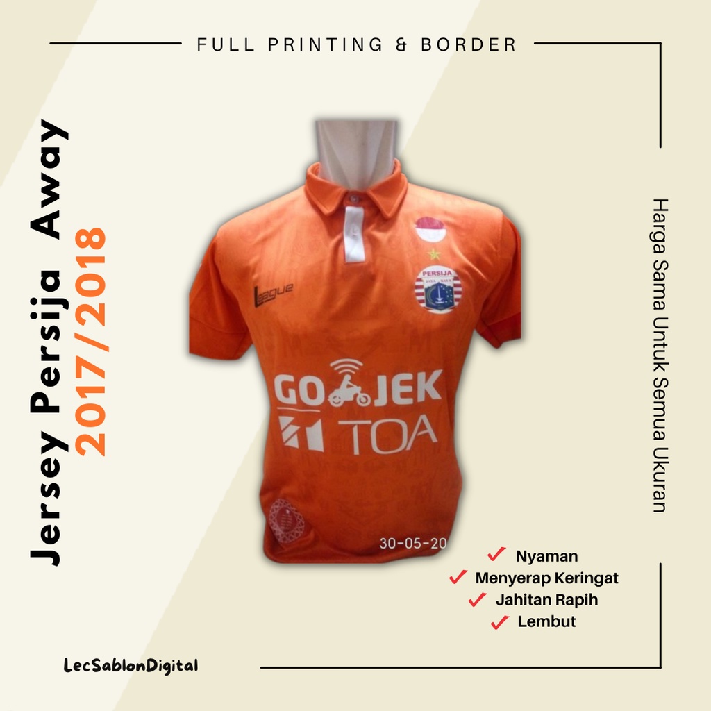 Jual Jersey Persija ( AWAY 2017 / 2018 ) Original Full Polyflex / Full ...