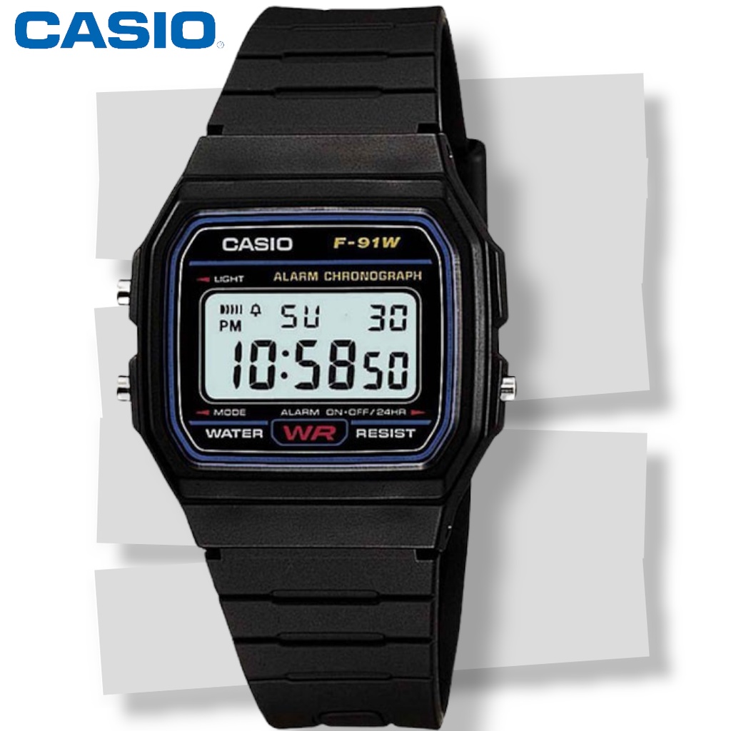 Jual Jam Casio digital jam tangan pria dan wanita Casio F91W Black ...