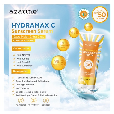 Jual AZARINE SUNSCREEN SERUM HYDRAMAX-C SPF 50 40ML | Shopee Indonesia