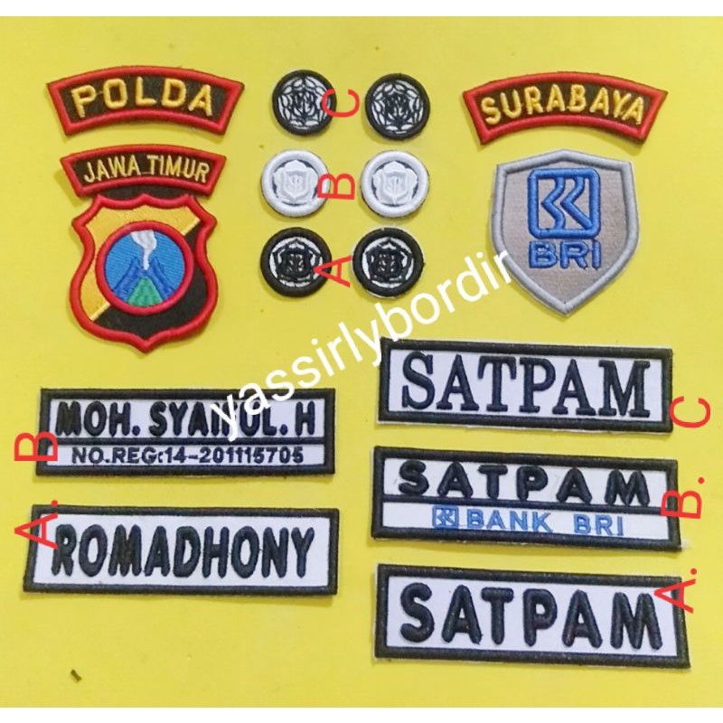 Jual Satu set atribut satpam BRI timbul 3D untuk seragam coklat PDH dan ...