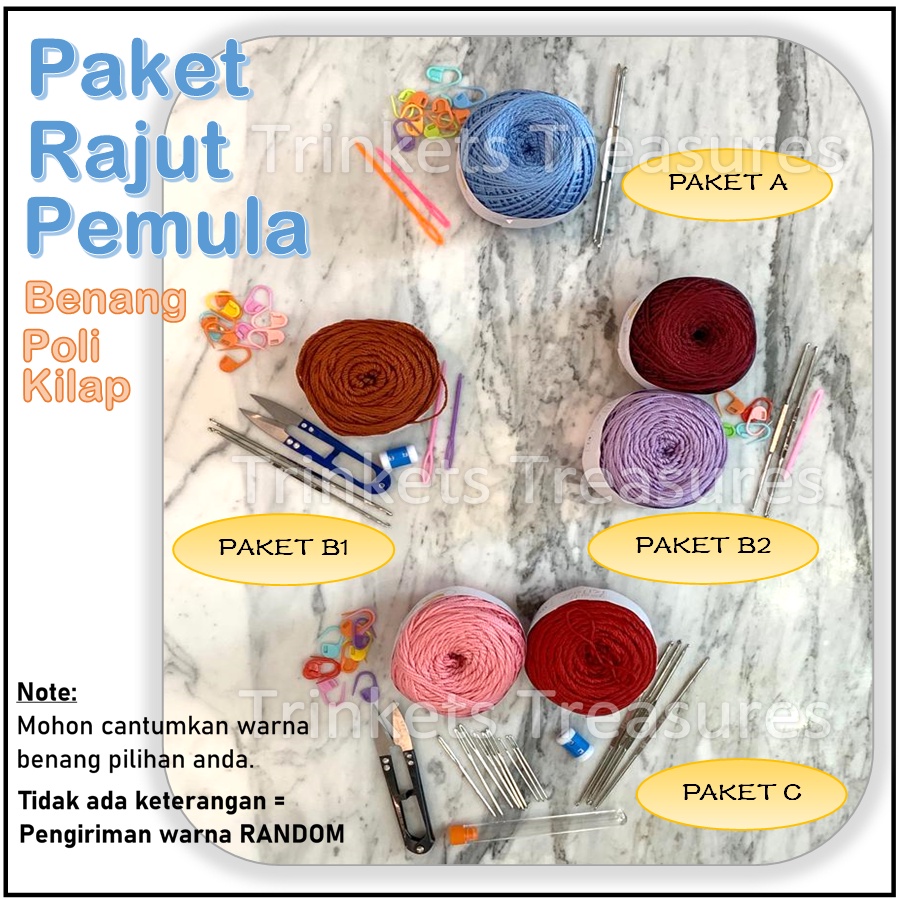 Jual Paket Rajut Pemula Murah Ekonomis Crochet Starter Kit – Benang ...