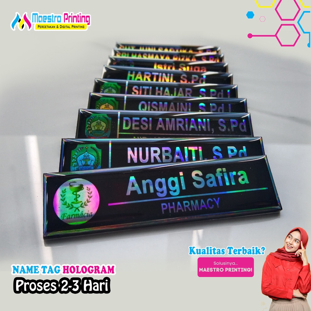 Jual NAME TAG/ BAD NAMA HOLOGRAM PREMIUM MAGNET-PENITI | Shopee Indonesia
