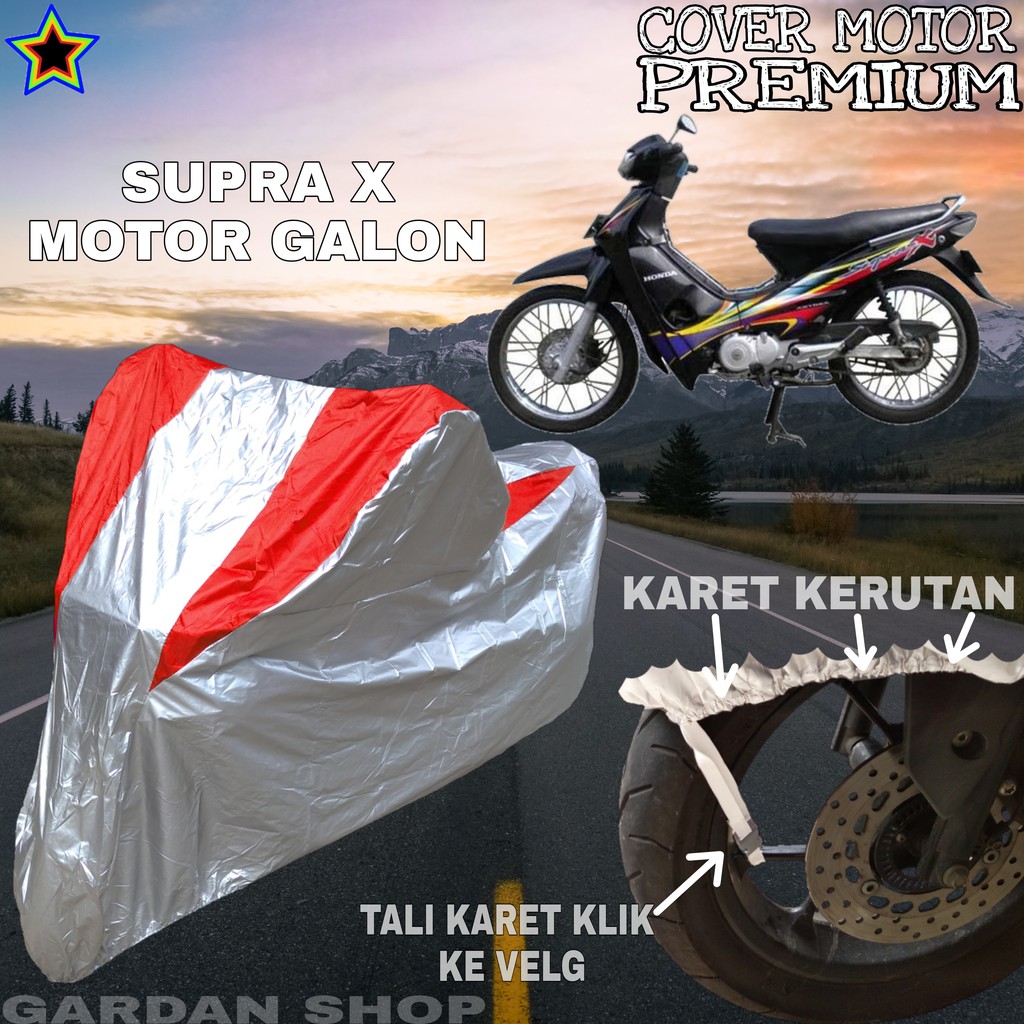 Jual Sarung Motor SUPRA X MOTOR GALON Silver MERAH Body Cover Penutup ...