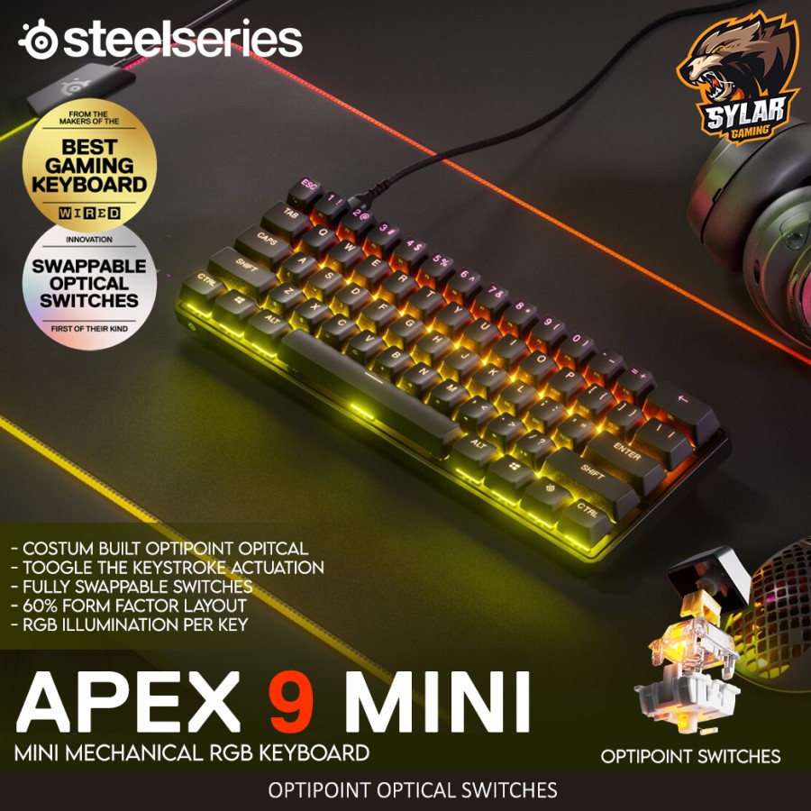 Jual Steelseries Apex 9 Mini 60% RGB Mechanical Gaming Keyboard | Shopee Indonesia