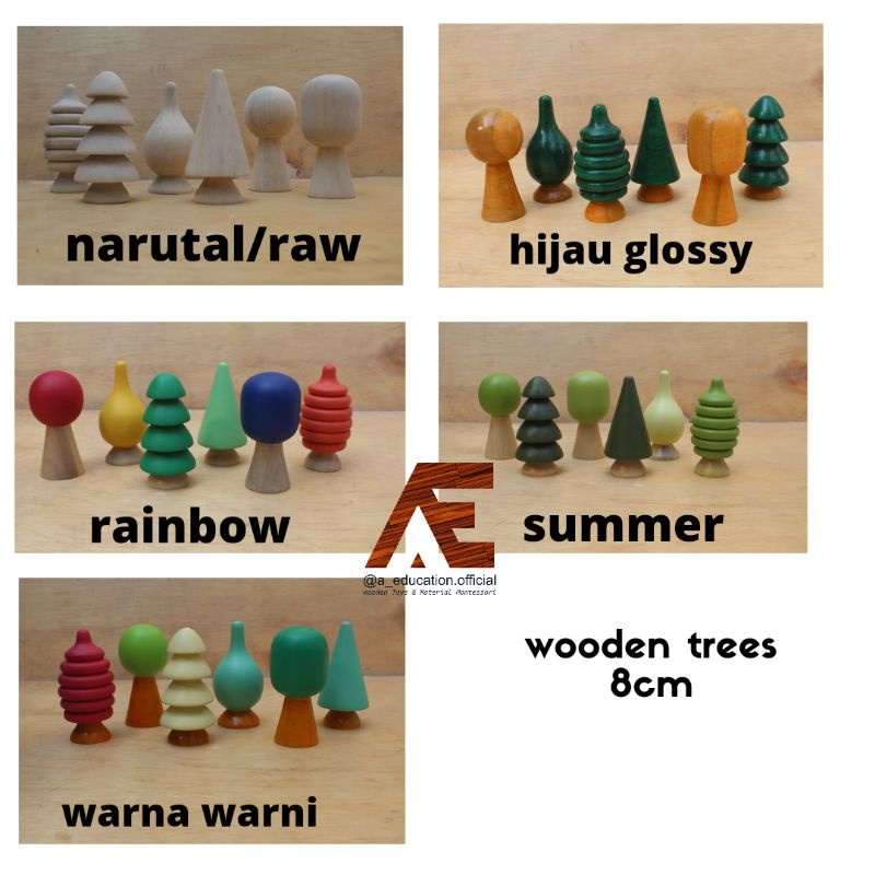 Jual Wooden Forest Natural dan Colour Mainan baby pretend play pohon ...