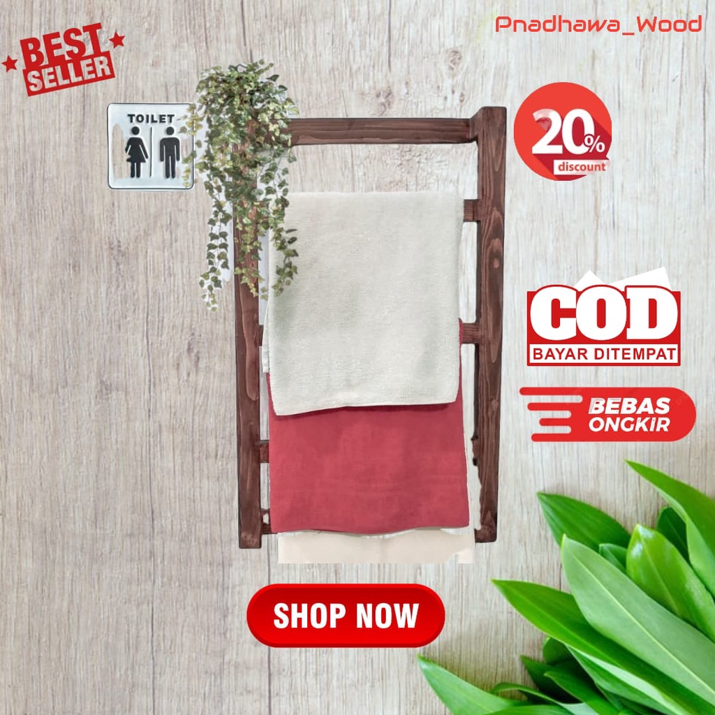 Jual Wooden Towel Rak /Rak Handuk Gantung Kayu Pinus /Simple Minimalis ...