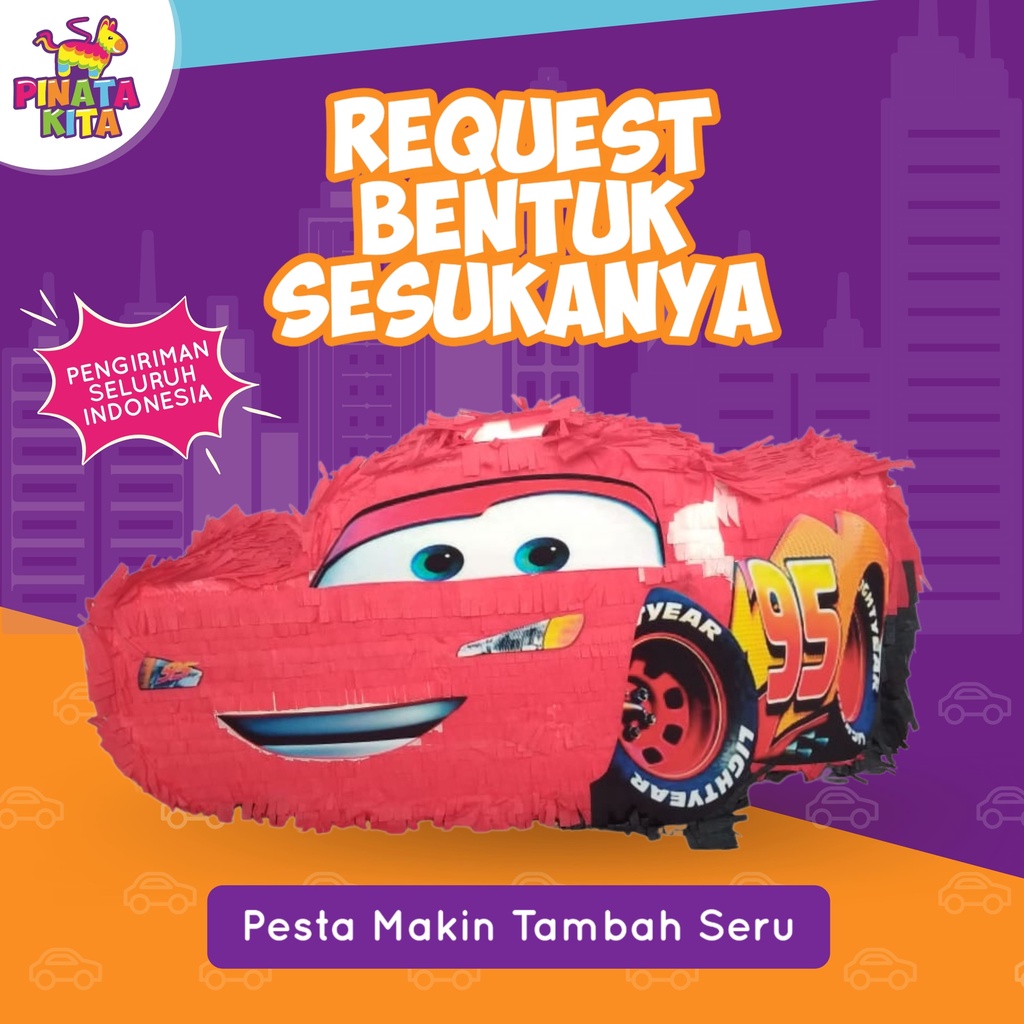 Jual pinata cars disney / pinata pull string tarik cars / cars mcqueen ...