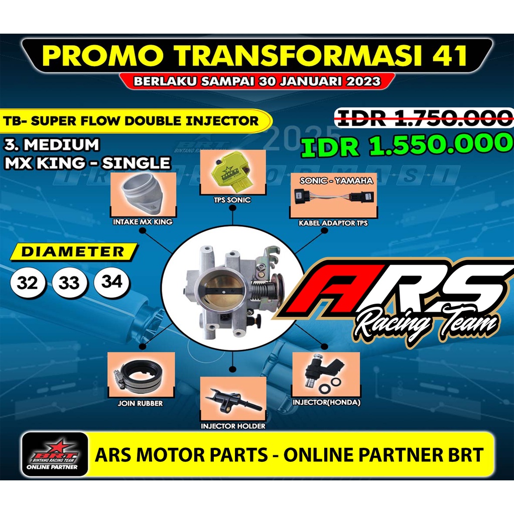 Jual THROTTLE BODY TB BRT MX KING DOUBLE INJEKTOR 32 33 34 | Shopee ...