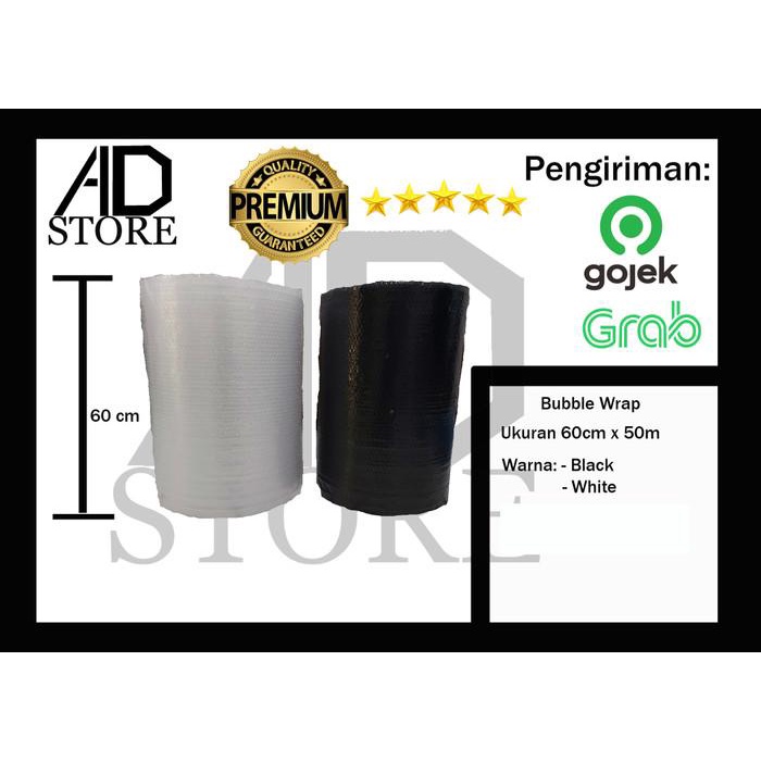 Jual Wraping Plastik Bubble Wrap Hitam & Bening Ukuran 60Cm X 50M ...