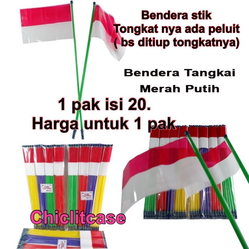 Jual Bendera merah putih stik/bendera pawai 17 agustus/peluit HUT RI ...