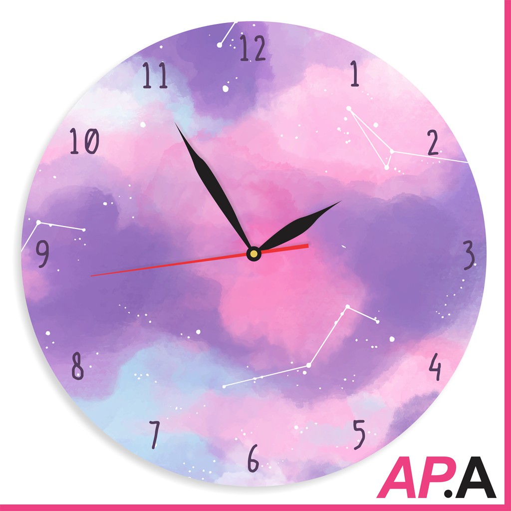Jual Jam Dinding Unik Motif Sky Purple Pajangan Kamar Ungu Dekorasi ...