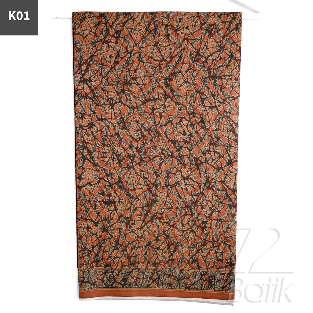 Jual KAIN BATIK PREMIUM Bahan Katun Motif Kawung Ceplok Warna Orange ...