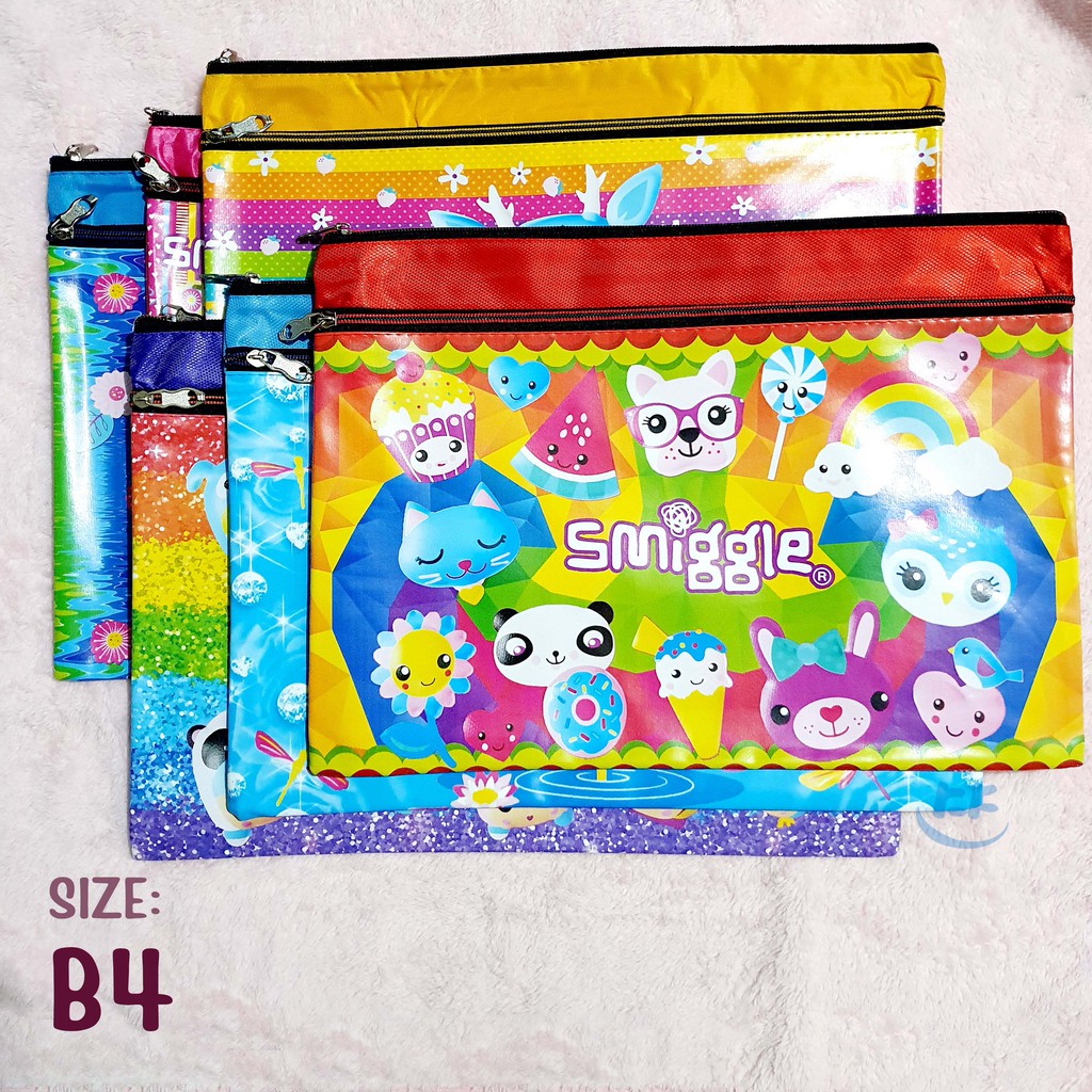 Jual Map Folder Dokumen B4 Kain&Kulit- Gambar smiggle + 2 Seleting ...