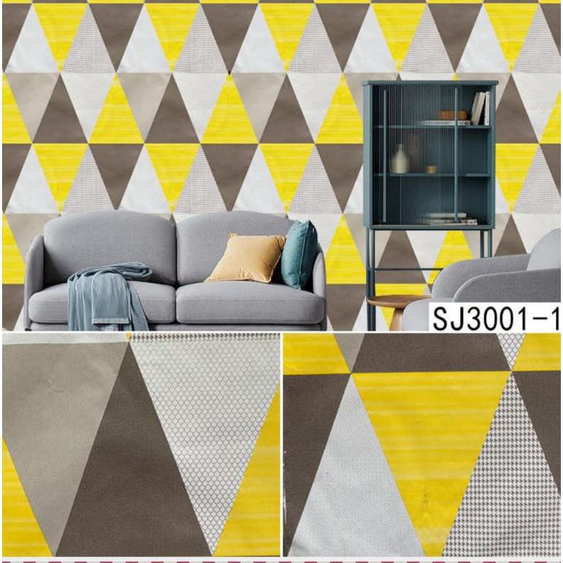 Jual Wallpaper dinding segitiga kuning 45cmx10m | Shopee Indonesia