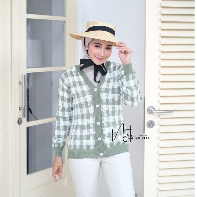 Jual SQUARE CARDY / Cardigan Kotak-Kotak / Atasan Wanita Rajut / Cardigan By NARTS_ID | Shopee ...