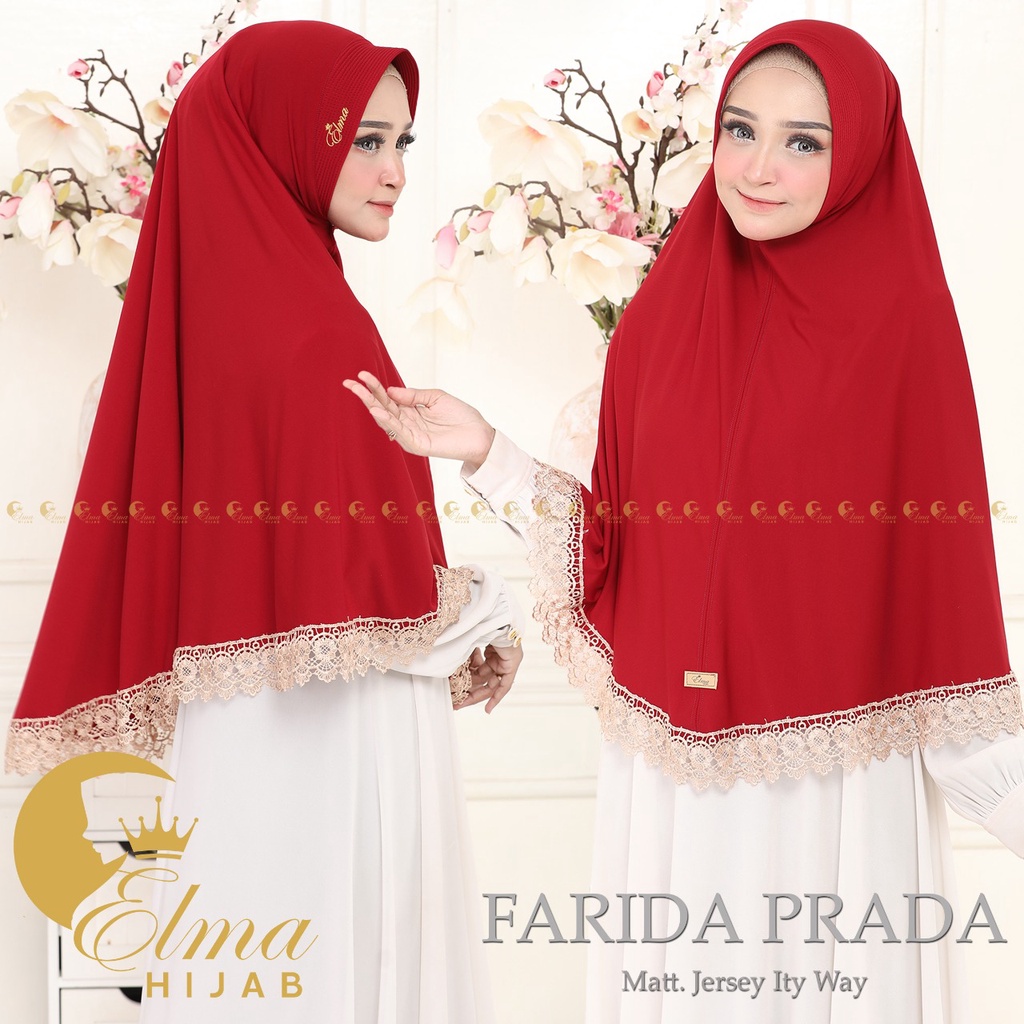 Jual Jilbab Jumbo Farida Renda Prada By Elma Hijab | Shopee Indonesia