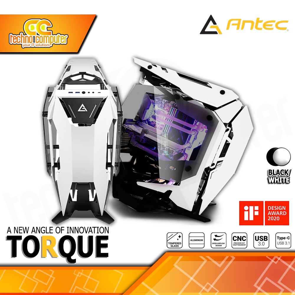 Jual CASING ANTEC TORQUE Black/White - E-ATX Case With Tempered Glass ...