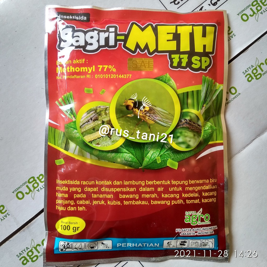 Jual Insektisida Sagri-Meth 77SP 100gr bahan aktif: Metomil 77% 100gr ...
