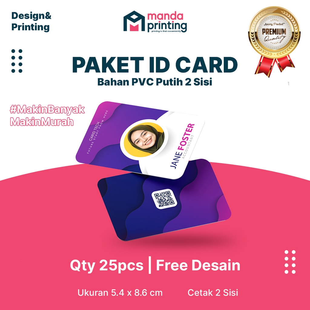 Jual ID CARD PVC 2 SISI PAKET KANTOR BARU FREE DESAIN | Shopee Indonesia