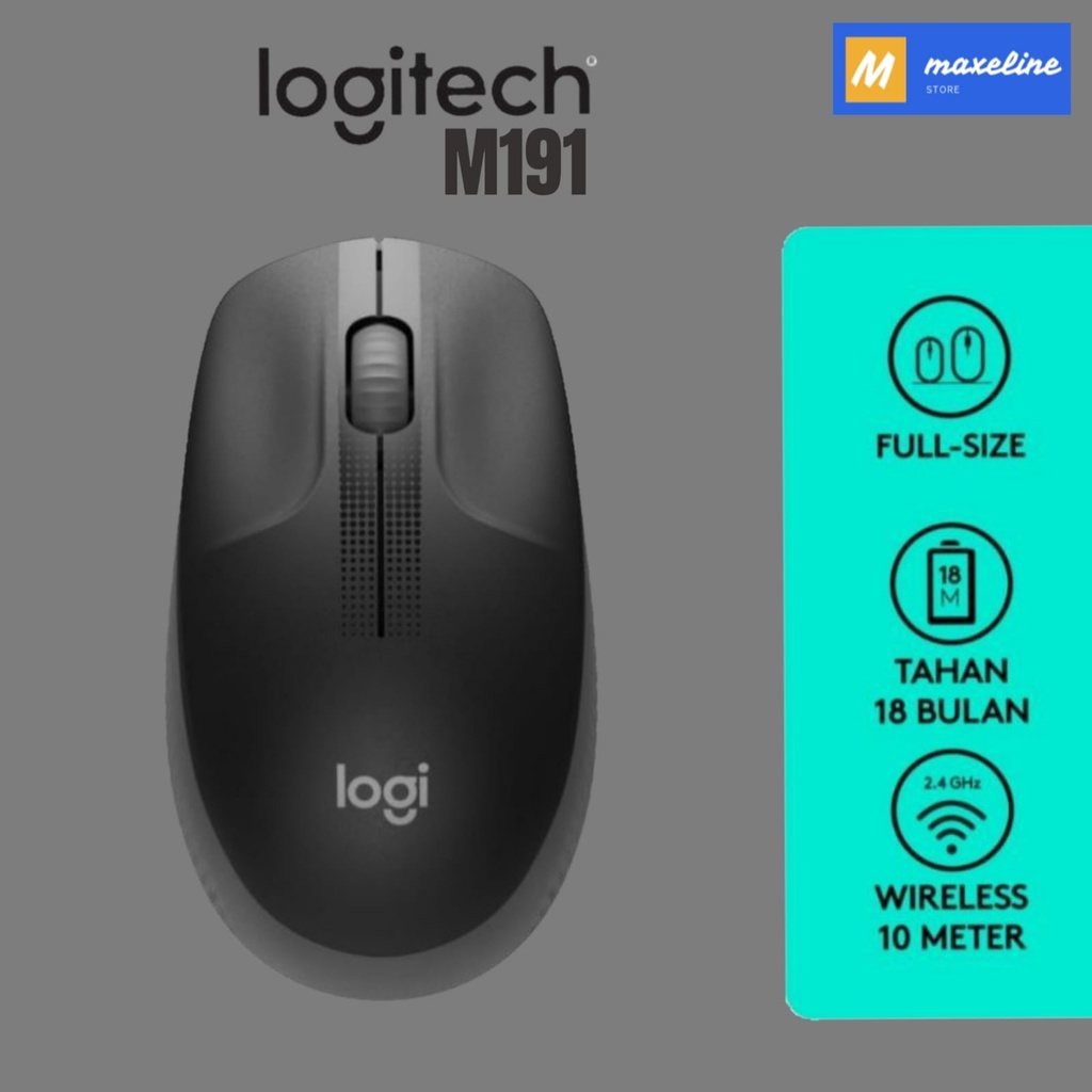 Jual Logitech M191 Full Size Wireless Mouse | Shopee Indonesia