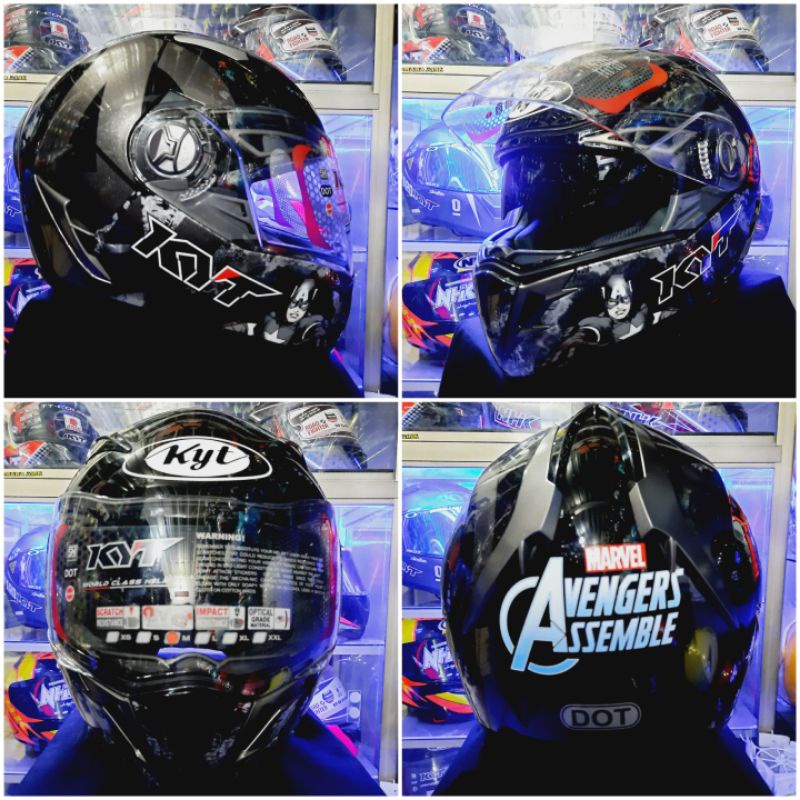 Jual HELM FULL FACE KYT ALPHA VENOM MARVEL CAPTAIN AMERICA BLACK ...