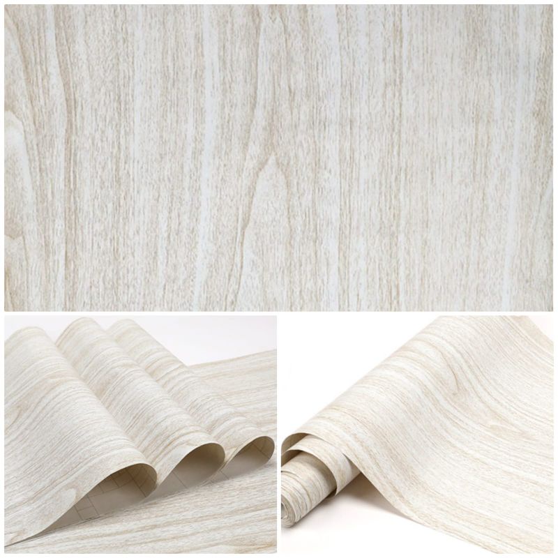 Jual Wallpaper Dinding Putih Gading Bertekstur Serat Kayu Mewah Sticker ...