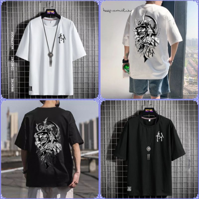 Jual Erfashion Kaos Hitam Putih Oversize Anime Japan Samurai King Man ...