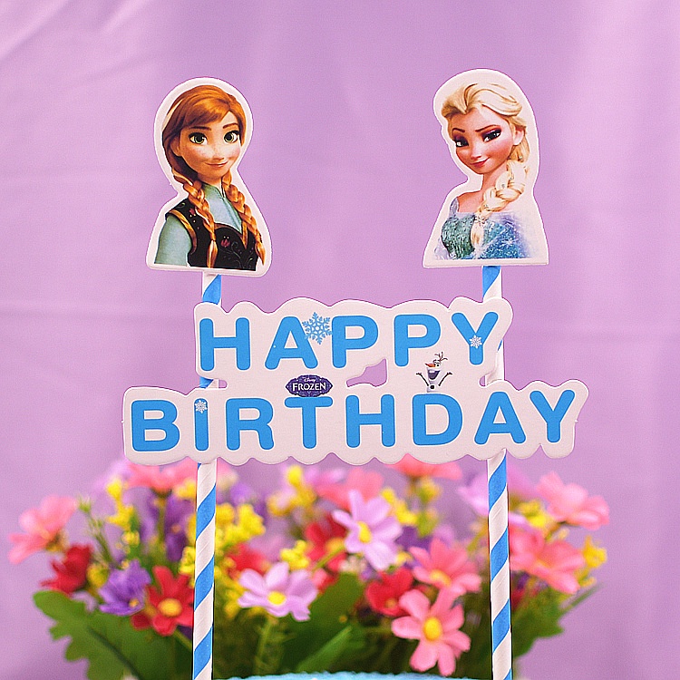 Jual Cake Topper / Topper Kue HBD / Happy Birthday Frozen Anna Elsa ...