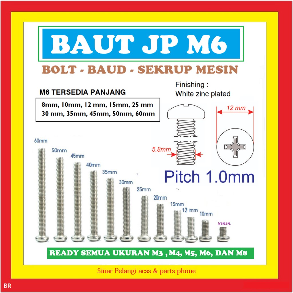 Jual BAUT JP M6 M8 GALVANIS 6 8 10 15 20 25 30 35 40 45 50 60mm BAUD SEKRUP KEPALA BULAT ...