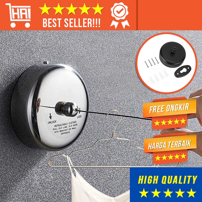 Jual JEMURAN BAJU HANDUK TALI TEMPEL DINDING STAINLESS STEEL JEMURAN ...