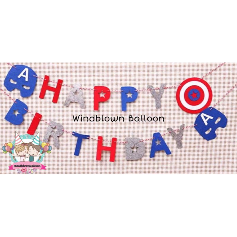 Jual WINDBLOWN BALON FLAG BANNER BIRTHDAY CAPTAIN AMERICA AVENGERS ...